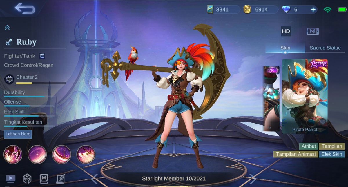 Harga Skin Ruby Pirate Parrot Starlight Mobile Legends (ML) – Esportsku