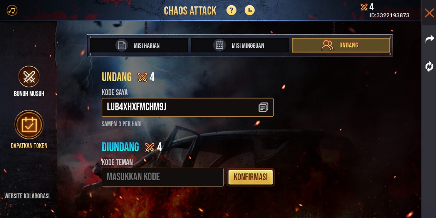 Cara Share Event Chaos Attack Free Fire (FF) – Esportsku