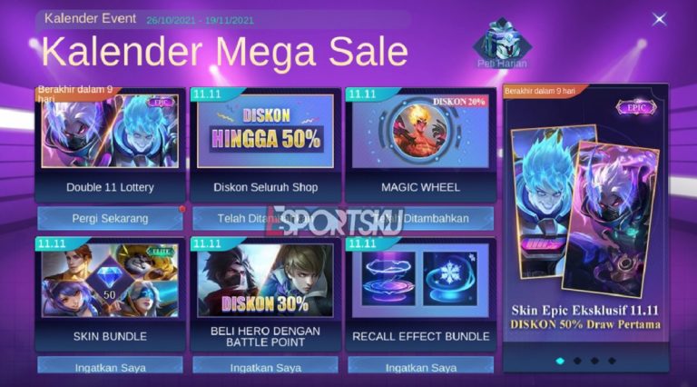 Kalender Event Mega Sale Mobile Legends (ML) – Esportsku