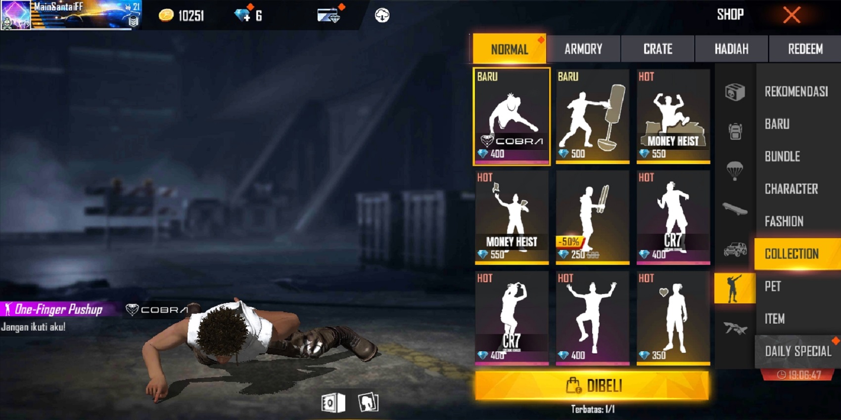 Cara Mendapatkan Emote One Finger Pushup Free Fire (FF) – Esportsku