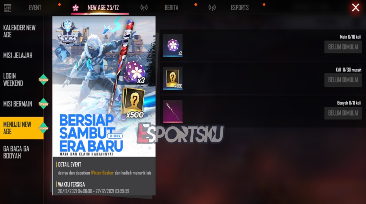 Cara Mendapatkan Skin Bat Winter Basher Free Fire (FF) – Esportsku