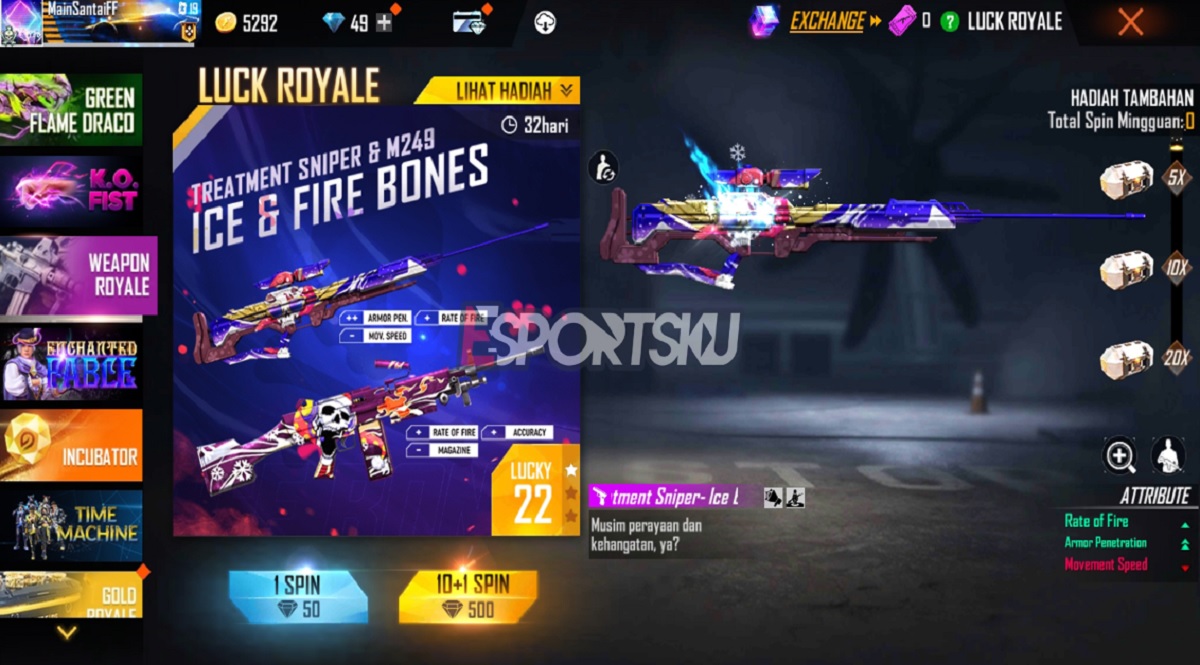 Cara Mendapatkan Skin Treatment Sniper Ice & Fire Free Fire (FF ...