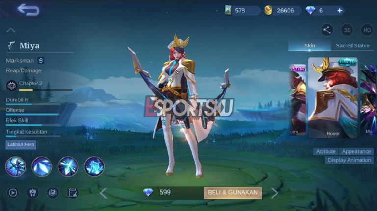 Harga Skin Miya Honor Limited Mobile Legends (ML) – Esportsku