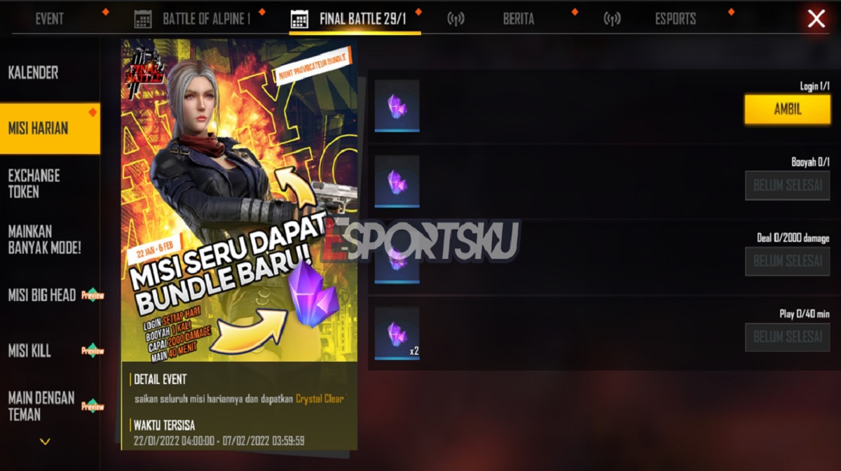 Cara Mendapatkan Token Crystal Clear Purple Free Fire (FF) – Esportsku