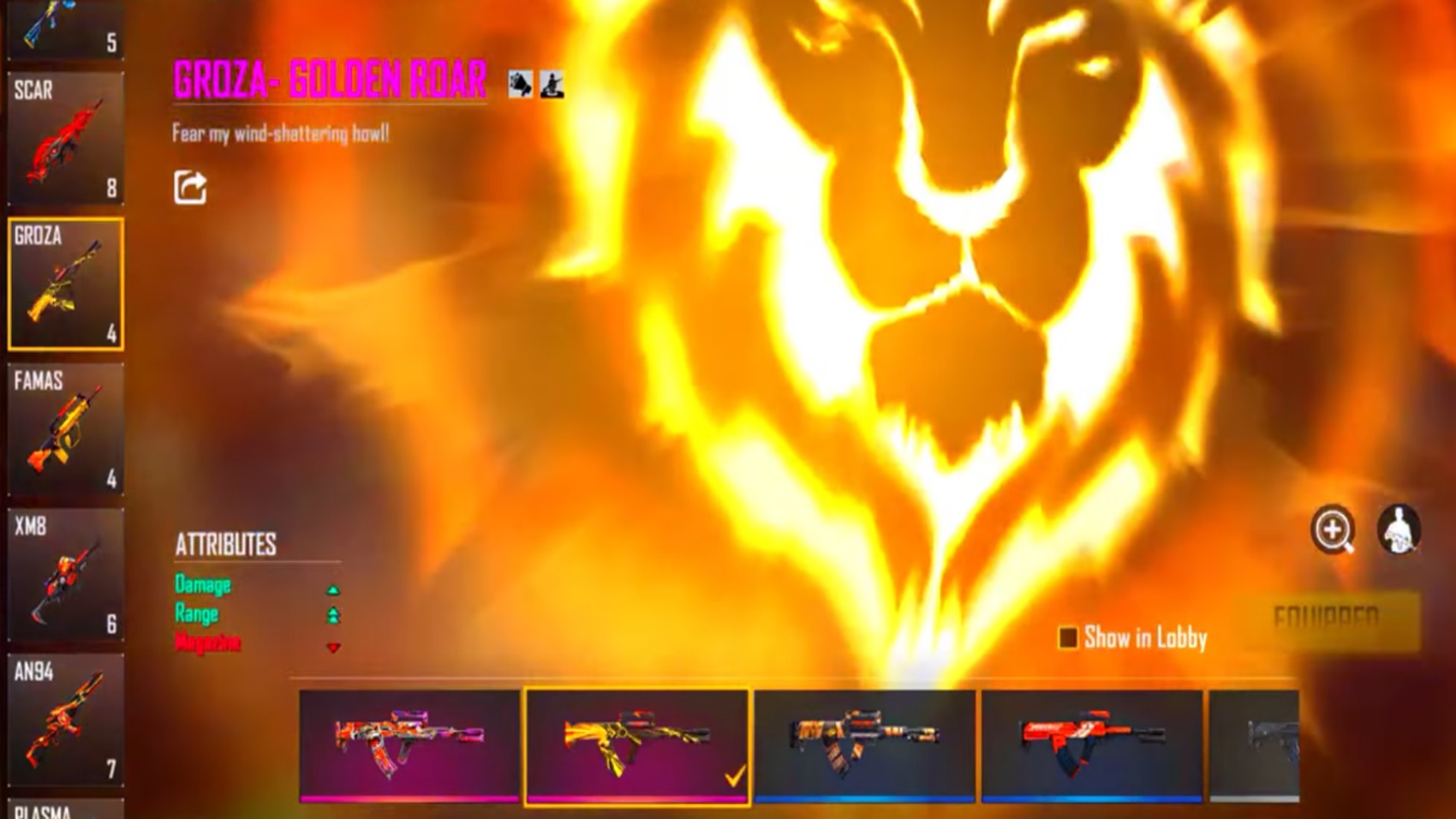 Bocoran Skin Groza Golden Roar Free Fire (FF) – Esportsku