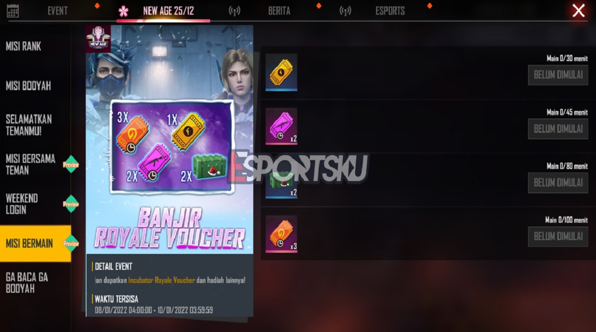 Main Misi Bermain Dapat 6 Tiket Royale Gratis Free Fire (FF) – Esportsku