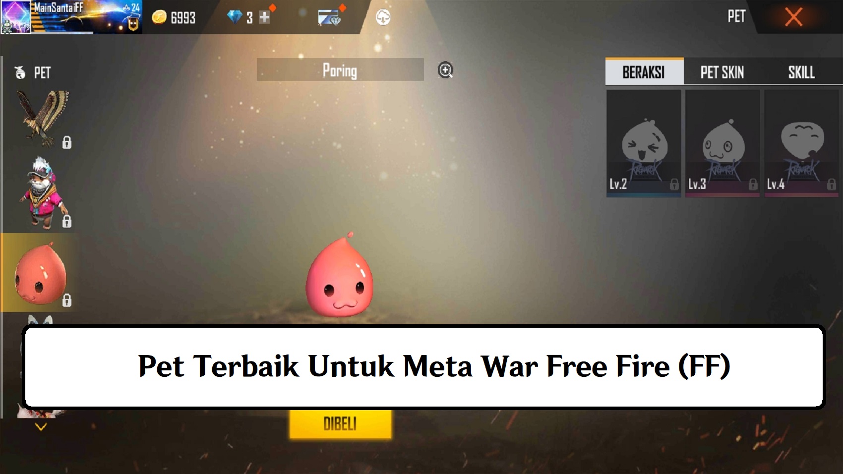 7 Pet Terbaik Untuk Meta War Free Fire (FF) – Esportsku