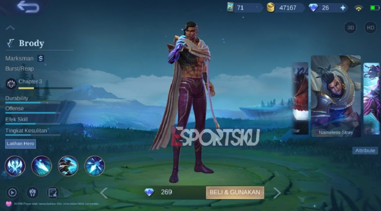 Harga Skin Brody Nameless Stray Normal Mobile Legends (ML) – Esportsku