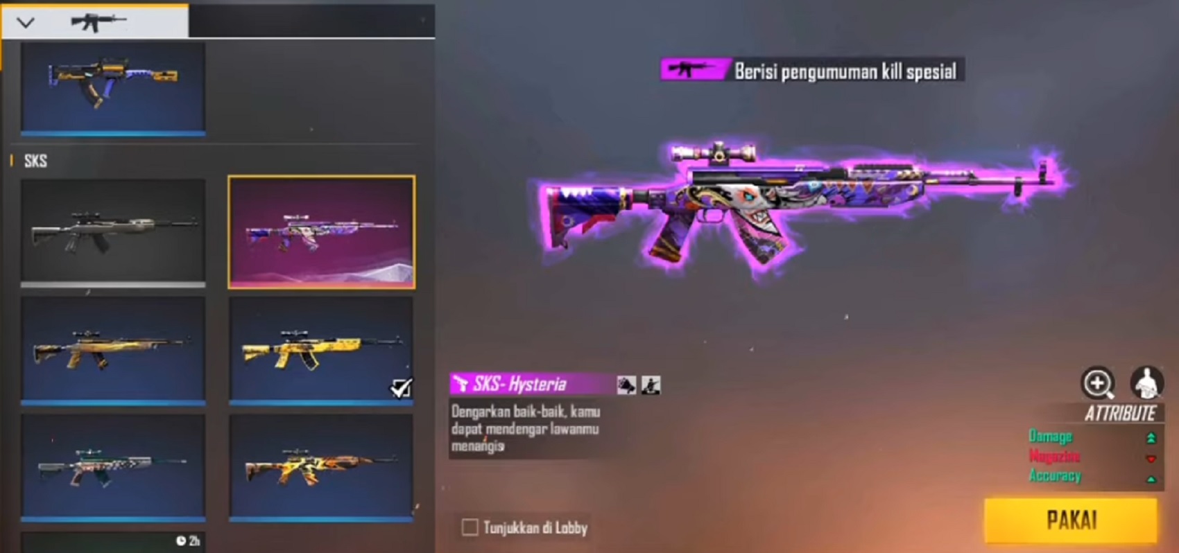 Bocoran Skin The Golden SKS Free Fire (FF) – Esportsku