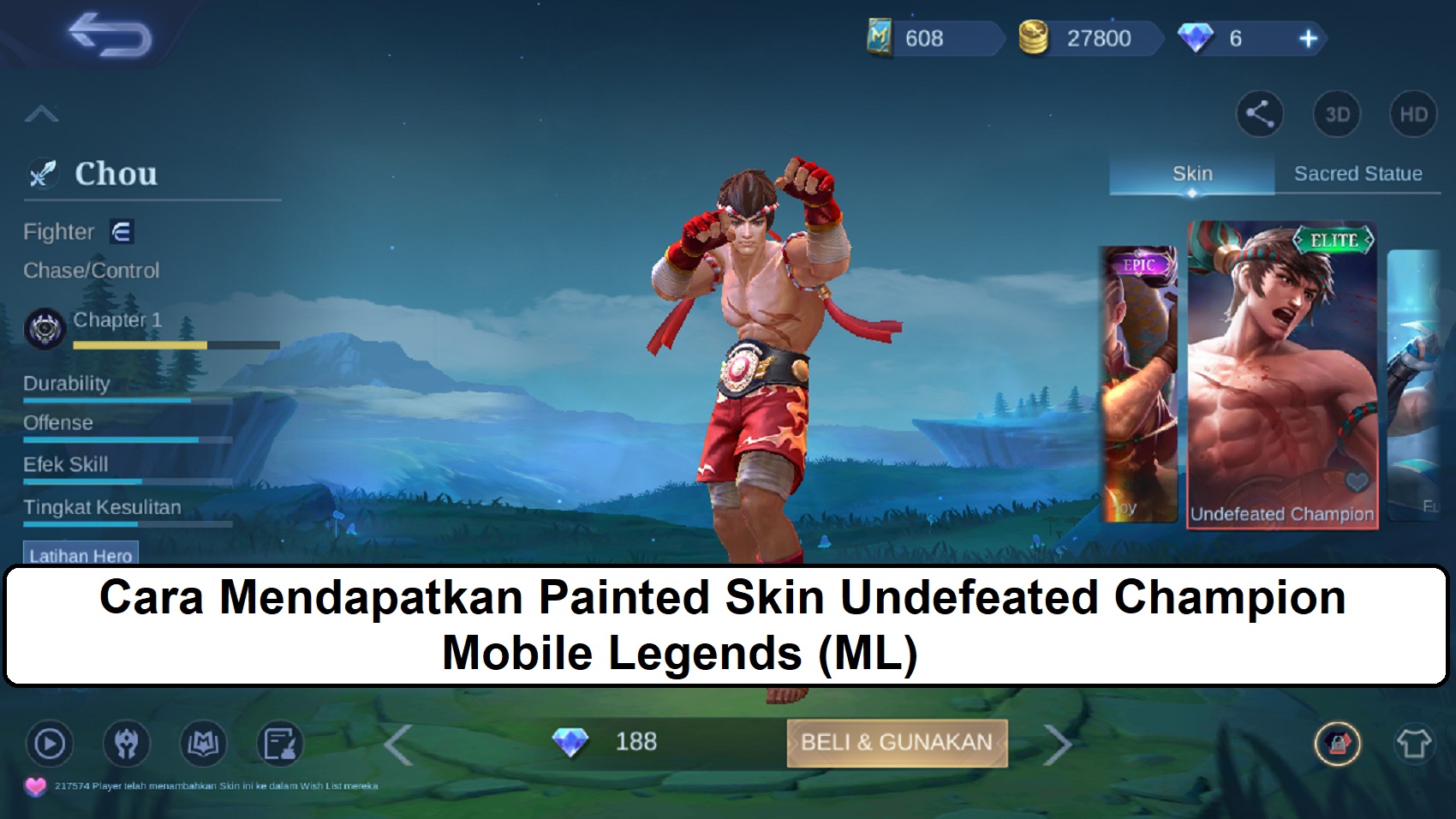 Cara Mendapatkan Painted Skin Undefeated Champion Mobile Legends (ML ...