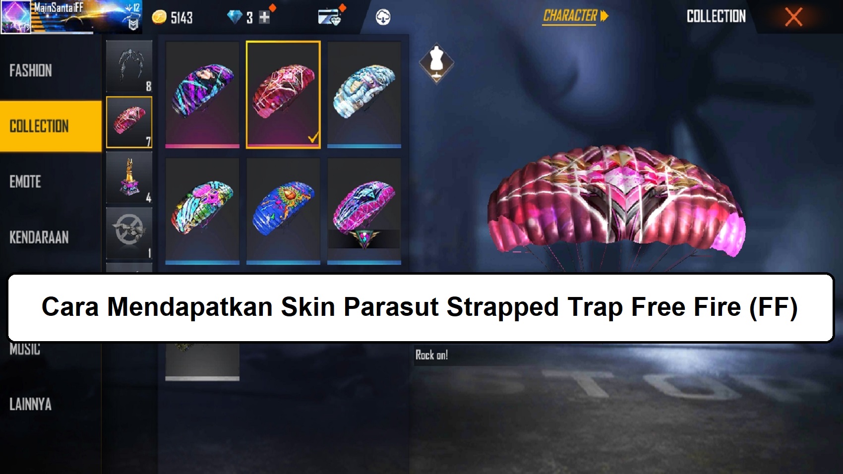 Cara Mendapatkan Skin Parasut Strapped Trap Free Fire (FF) – Esportsku