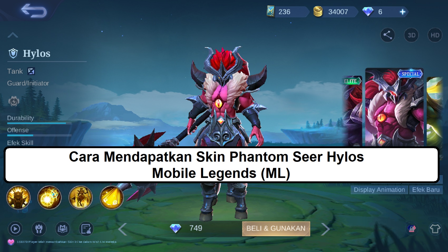 Cara Mendapatkan Skin Phantom Seer Hylos Mobile Legends (ML) – Esportsku