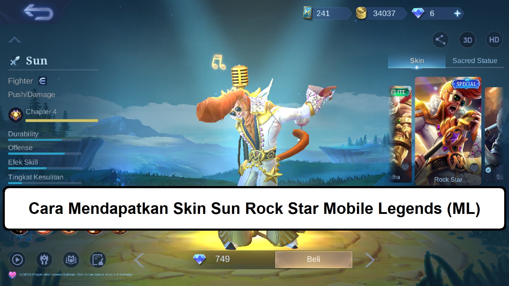 Cara Mendapatkan Skin Sun Rock Star Mobile Legends (ML) – Esportsku