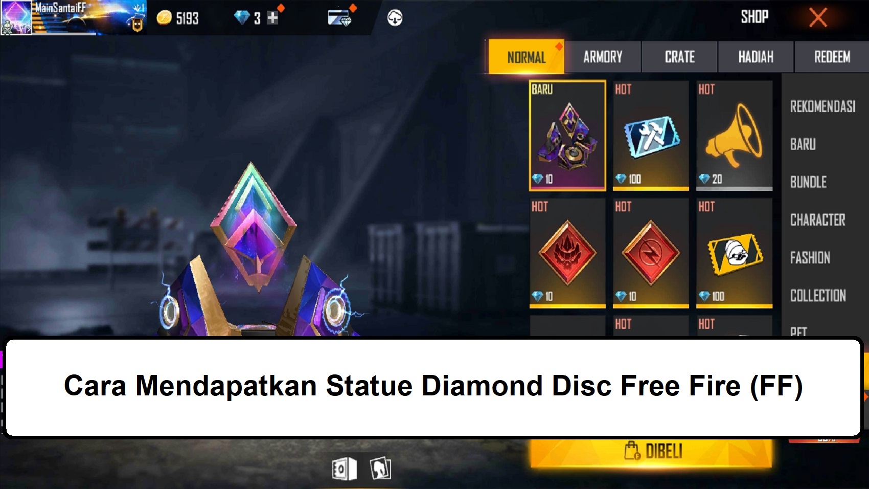 Cara Mendapatkan Statue Diamond Disc Free Fire (FF) – Esportsku