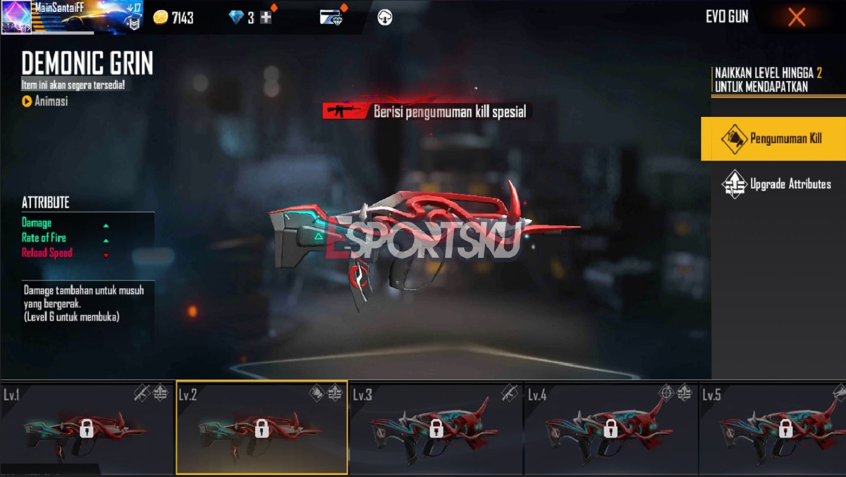 Perubahan Evolution Famas Demonic Grin Free Fire (FF) – Esportsku