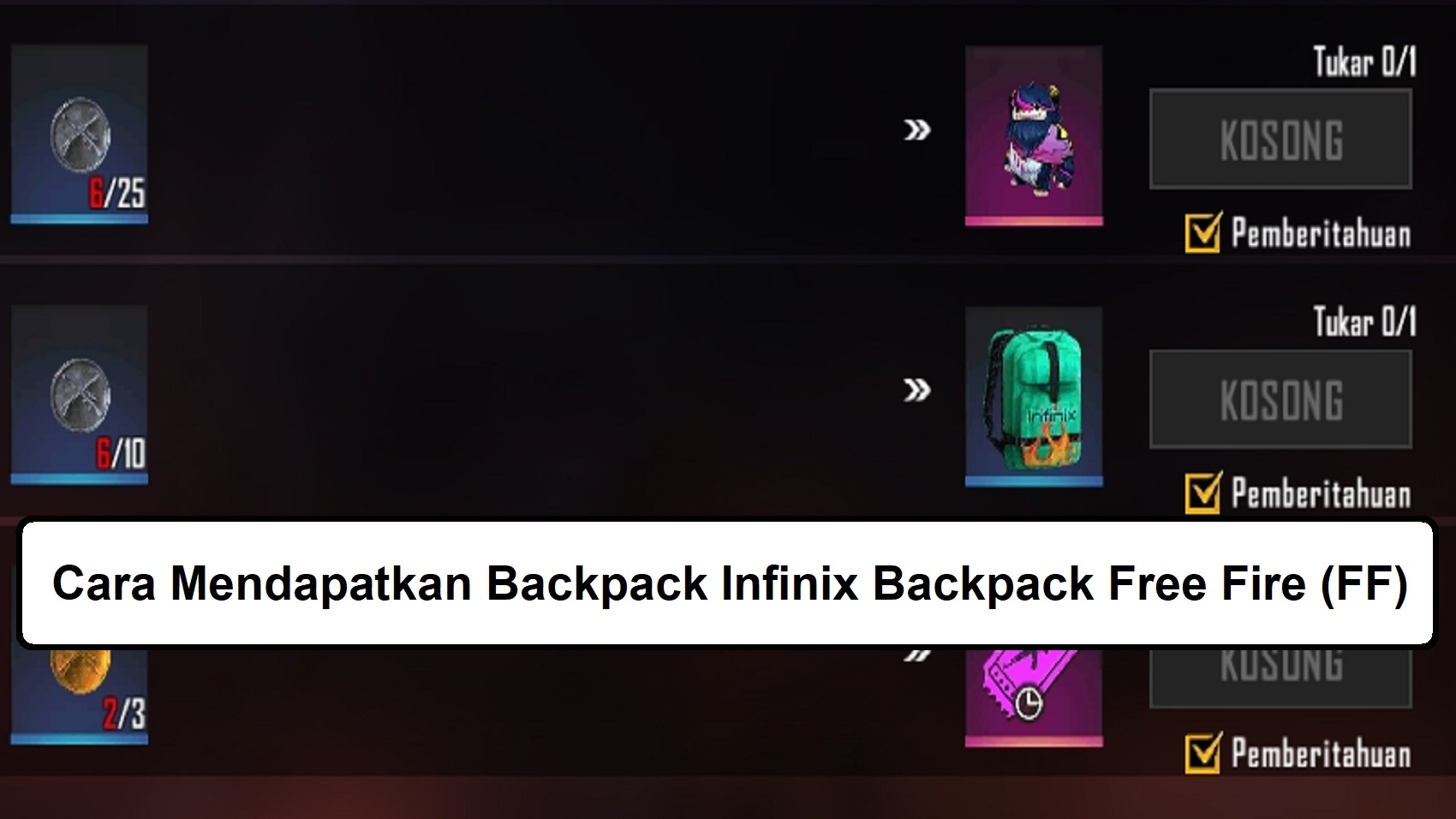 Cara Mendapatkan Backpack Infinix Backpack Free Fire (FF) – Esportsku