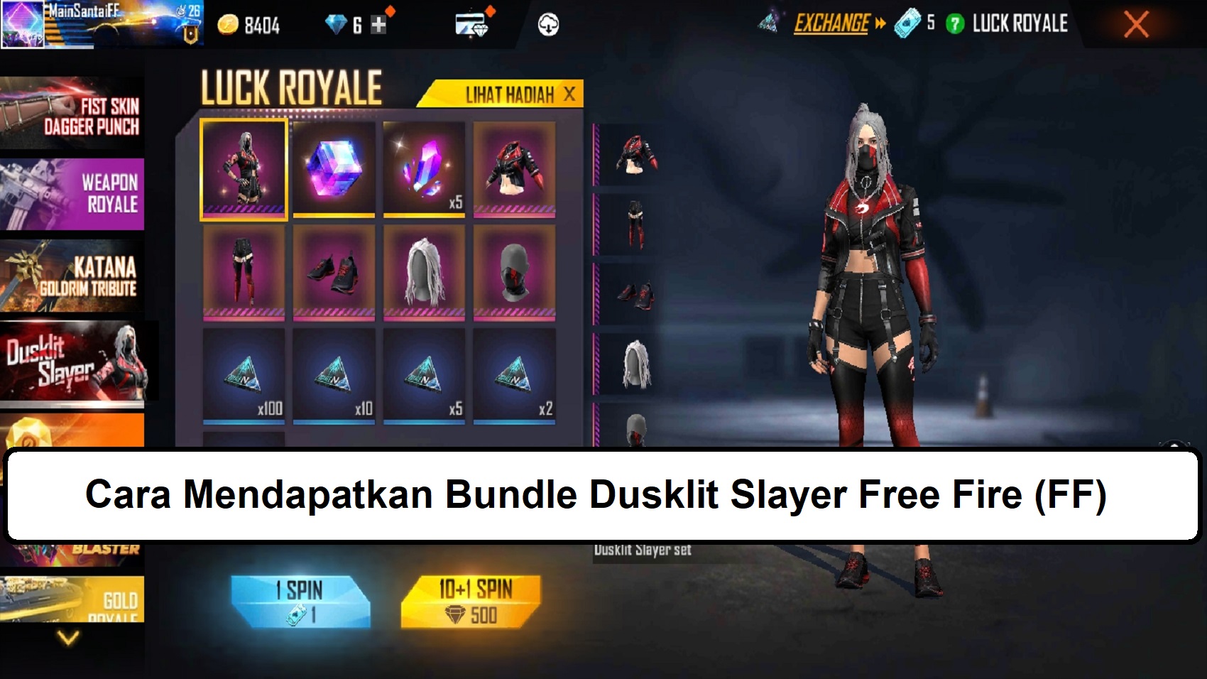 Cara Mendapatkan Bundle Dusklit Slayer Free Fire (FF) – Esportsku