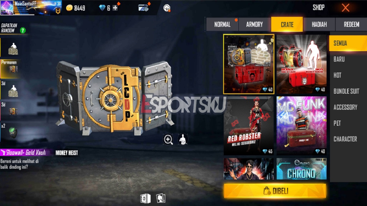 Harga Gloo Wall Vault Mythic Free Fire (FF) – Esportsku