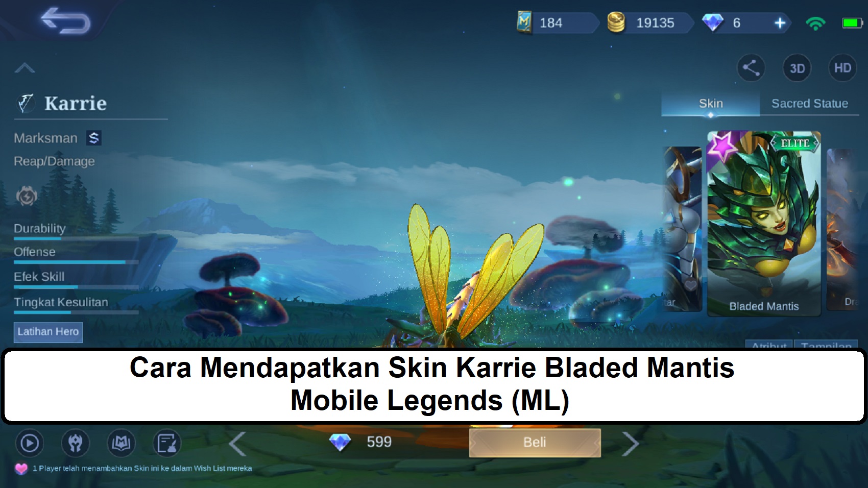 Cara Mendapatkan Skin Karrie Bladed Mantis Mobile Legends (ML) – Esportsku