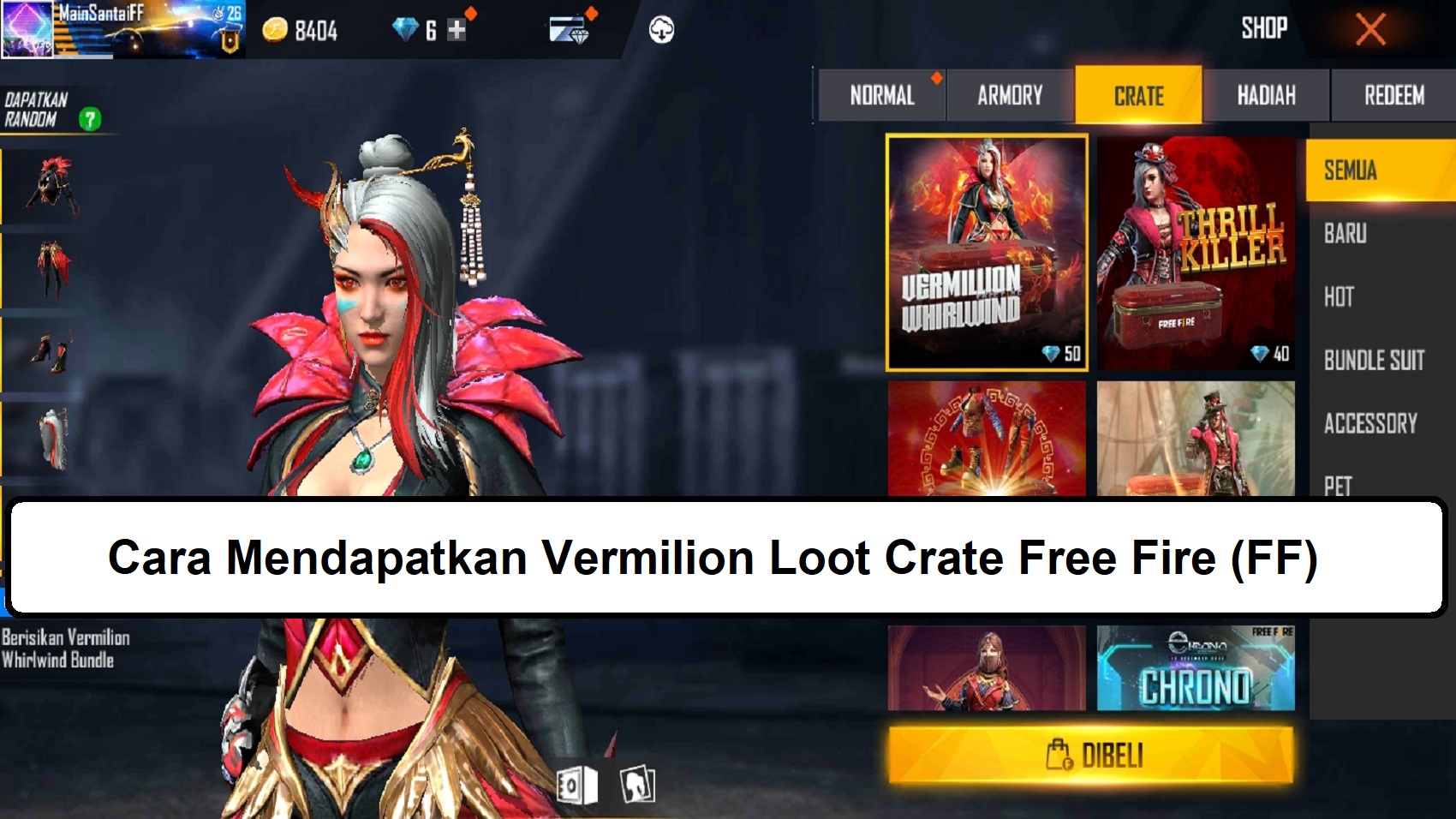 Cara Mendapatkan Vermilion Loot Crate Free Fire (FF) – Esportsku