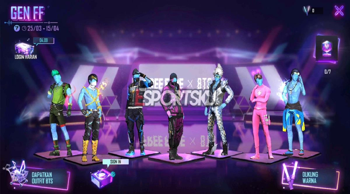 Event Interface Gen FF Free Fire x BTS, Warnai Panggungmu! – Esportsku