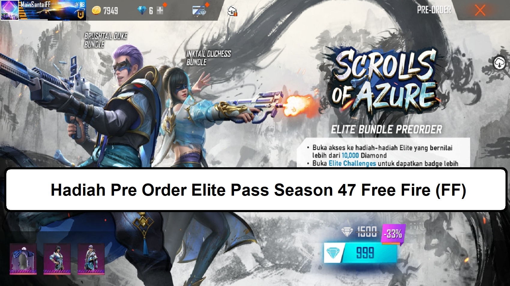 Hadiah Pre Order Elite Pass Season 47 Free Fire (FF) – Esportsku
