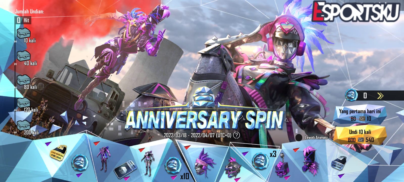 Cara Mendapatkan Hadiah di Event Anniversary Spin PUBG Mobile – Esportsku