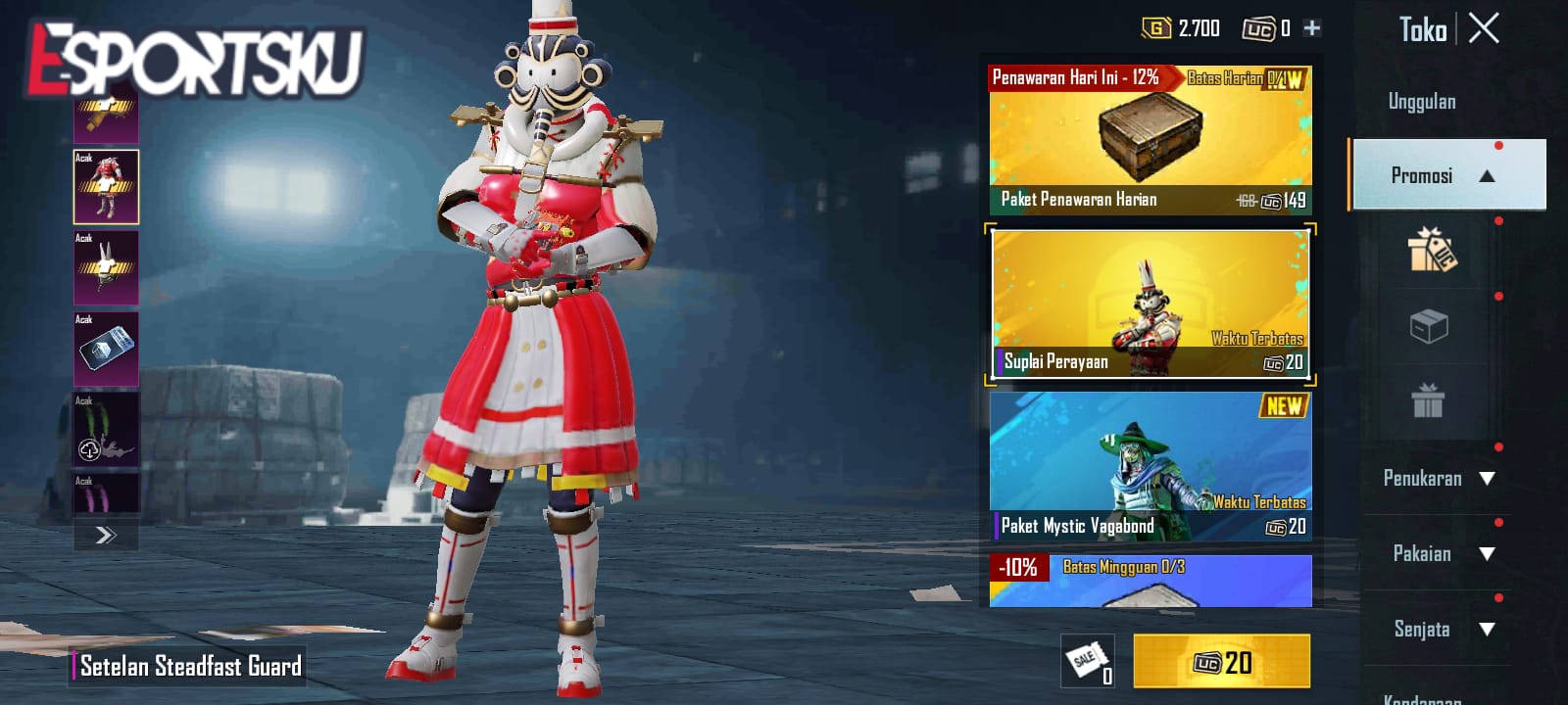 Bundle Promosi 20 UC di PUBG Mobile, Dapatkan Segera! – Esportsku