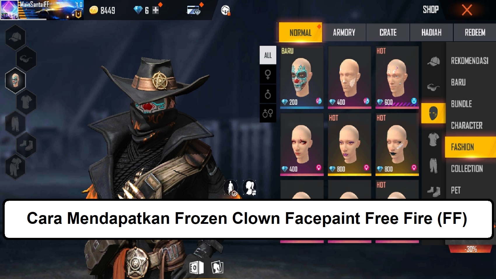 Cara Mendapatkan Frozen Clown Facepaint Free Fire (FF) – Esportsku