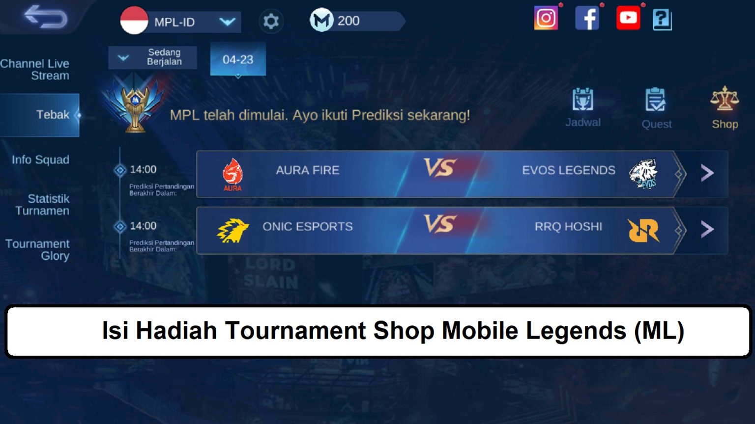 Isi Hadiah Tournament Shop Mobile Legends (ML) – Esportsku