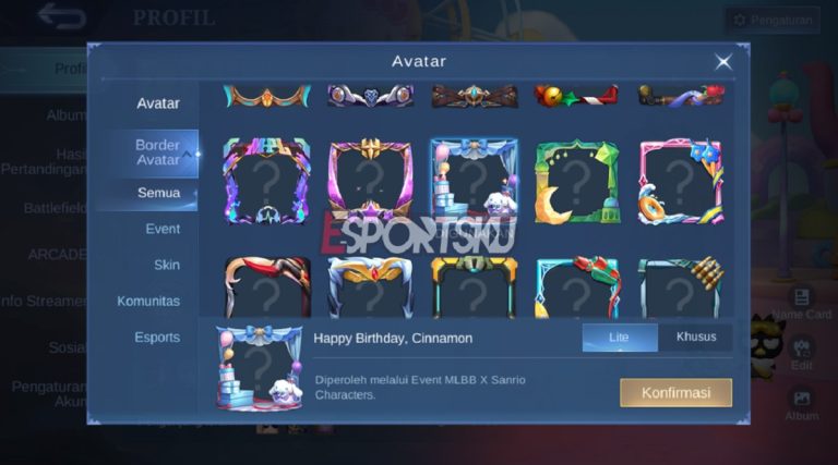 Perbedaan Border Avatar Lite dan Khusus di Mobile Legends (ML) – Esportsku