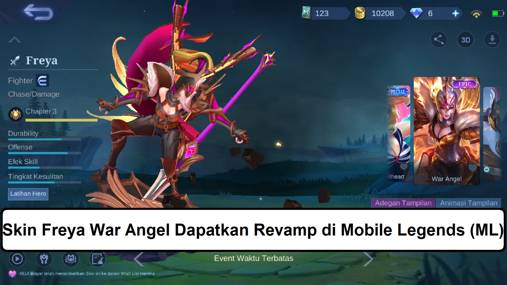 Skin Freya War Angel Dapatkan Revamp di Mobile Legends (ML) – Esportsku