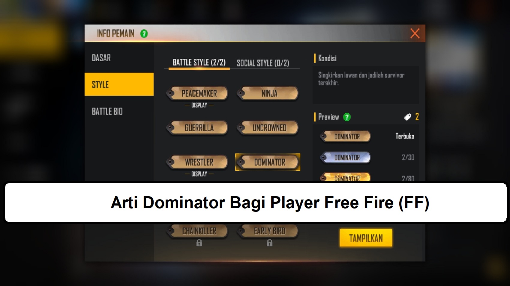 Arti Dominator Bagi Player Free Fire (FF) – Esportsku