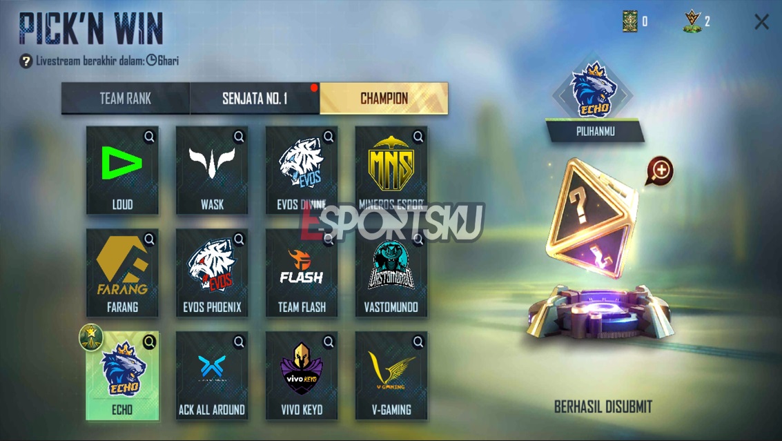 Cara Bermain Event Pick n Win FFWS Sentosa Free Fire (FF) – Esportsku