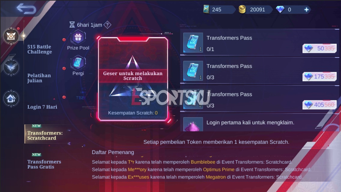 Cara Bermain Event Transformers Scratchcard Mobile Legends (ML) – Esportsku