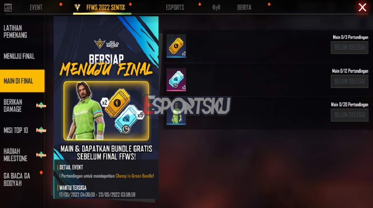 Free The Champ In Green Bundle With The Latest FF Redeem Code! - Esports