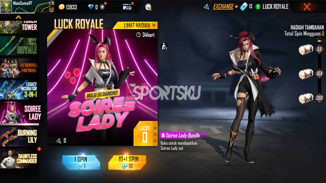 Cara Dapatkan Bundle Soiree Lady Free Fire (FF) – Esportsku