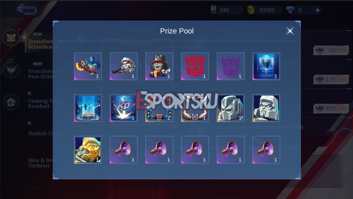 Daftar Hadiah Transformers Scratchcard Mobile Legends (ML) – Esportsku