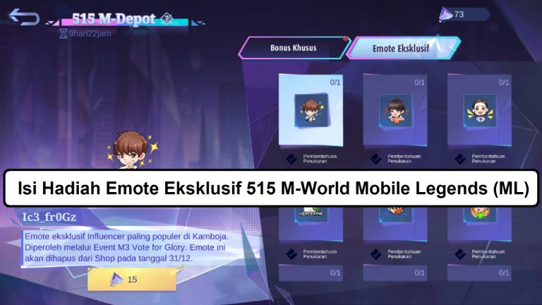 Isi Hadiah Emote Eksklusif 515 M-World Mobile Legends (ML) – Esportsku