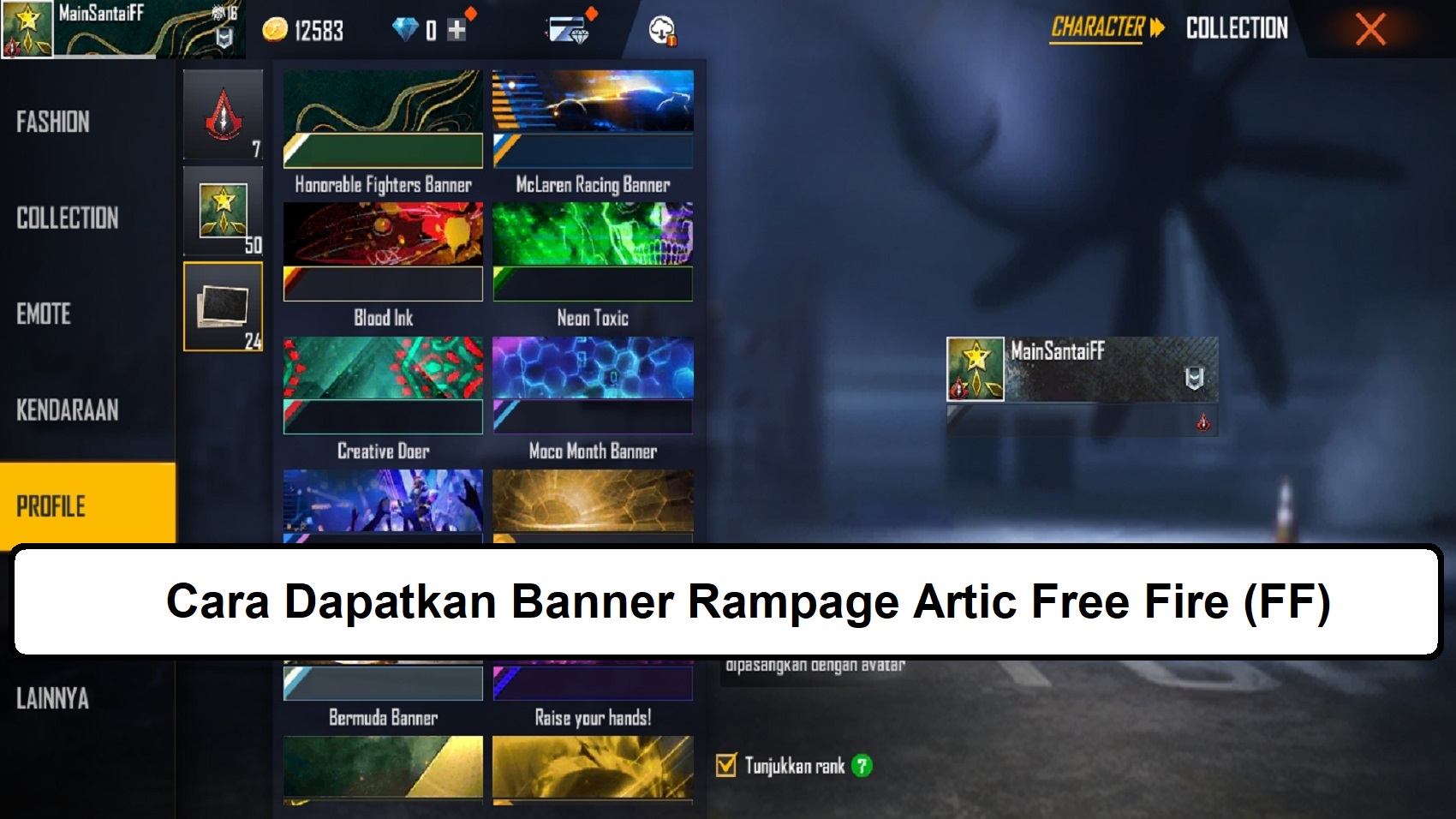 Cara Dapatkan Banner Rampage Artic Free Fire (FF) – Esportsku
