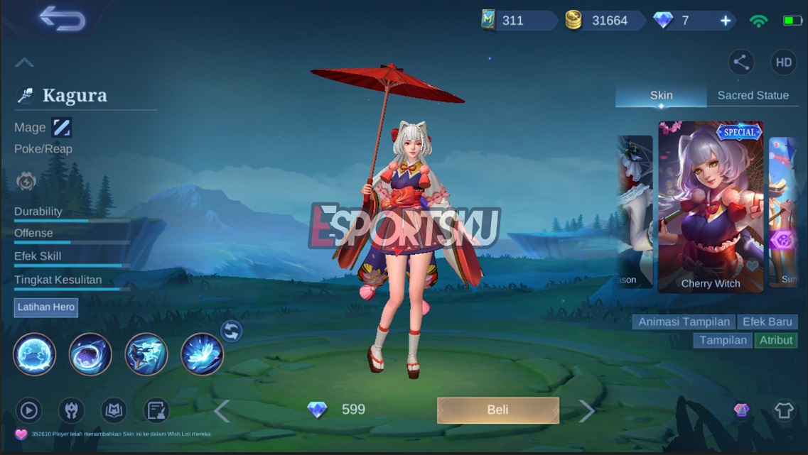 Price of Skin Kagura Cherry Witch Special Mobile Legends (ML) - Esports