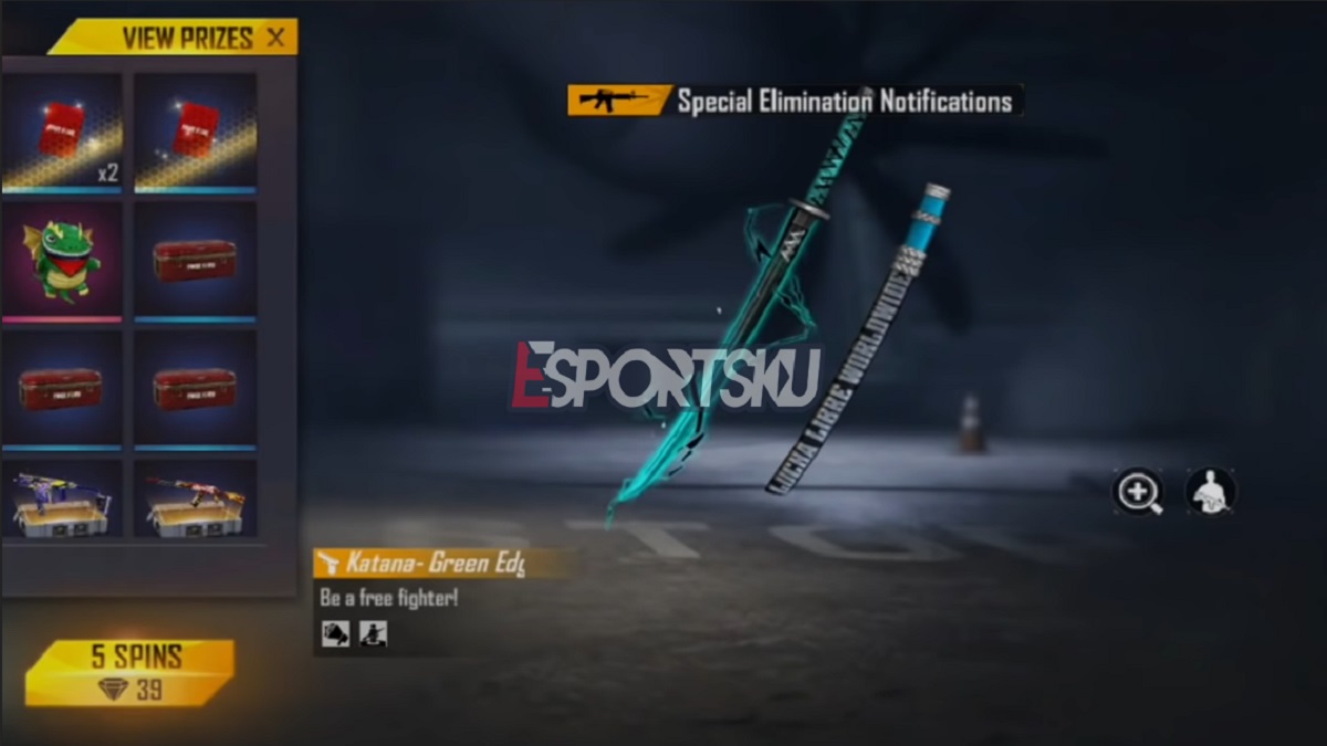 Harga Skin Katana Green Edge Mythic Free Fire (FF) – Esportsku