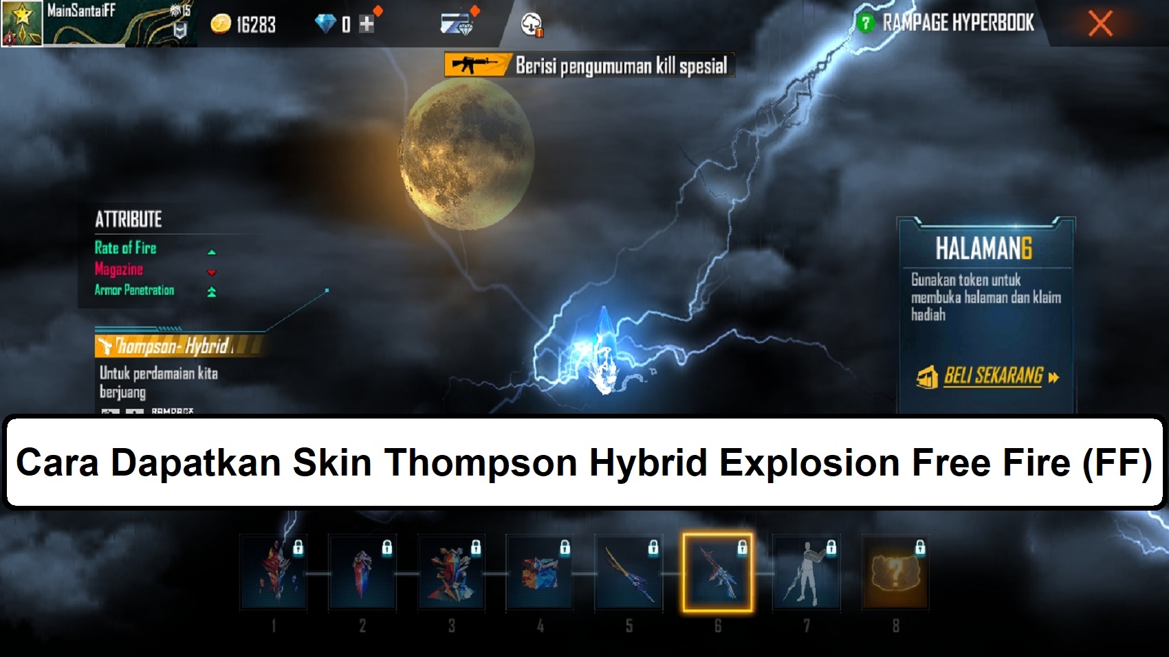 Cara Dapatkan Skin Thompson Hybrid Explosion Free Fire (FF) – Esportsku