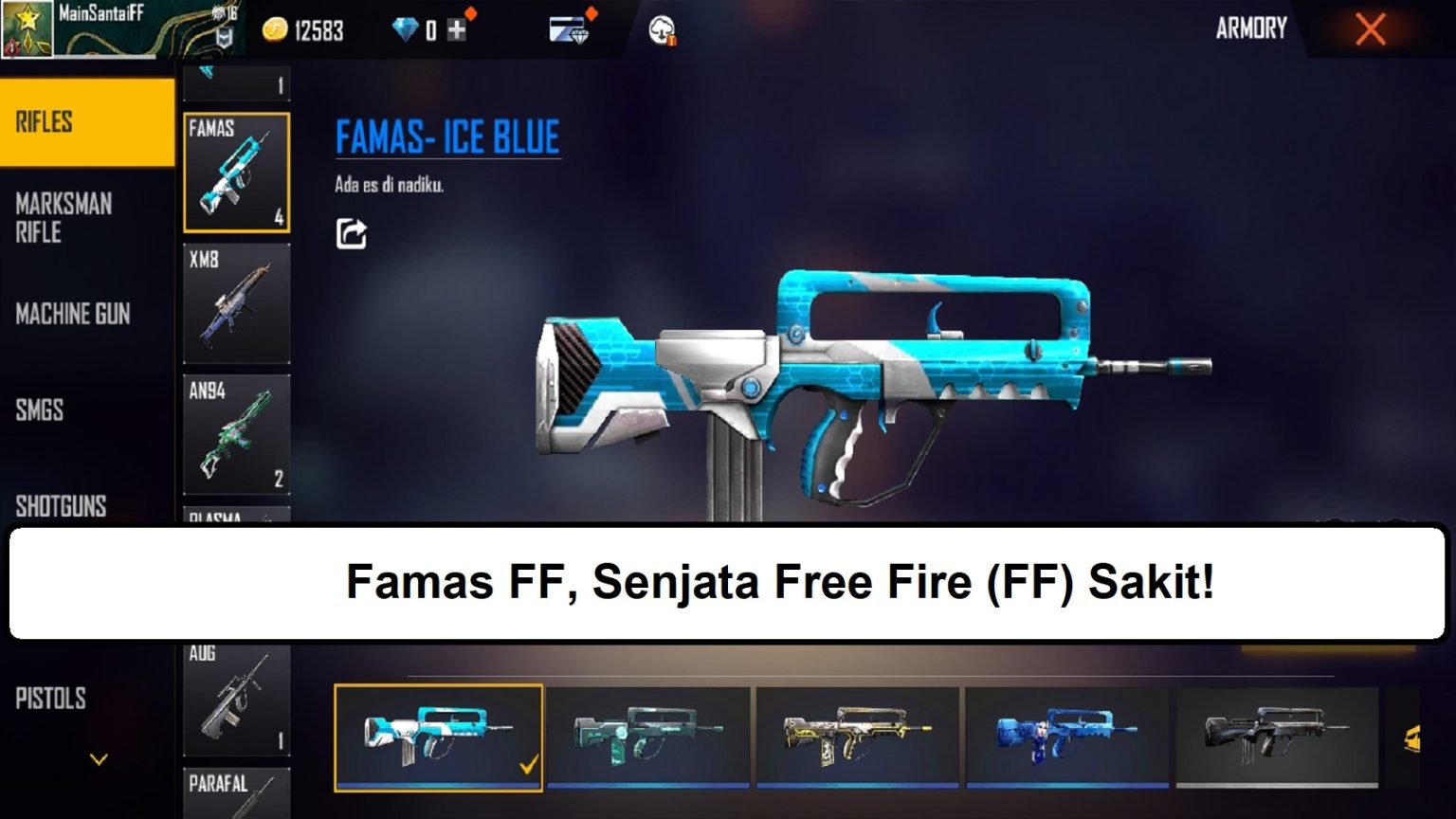 Famas FF, Senjata Free Fire (FF) Sakit! – Esportsku
