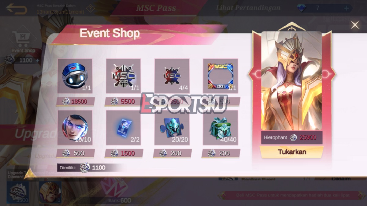 Hadiah Event Shop MSC Pass 2022 Mobile Legends (ML) – Esportsku