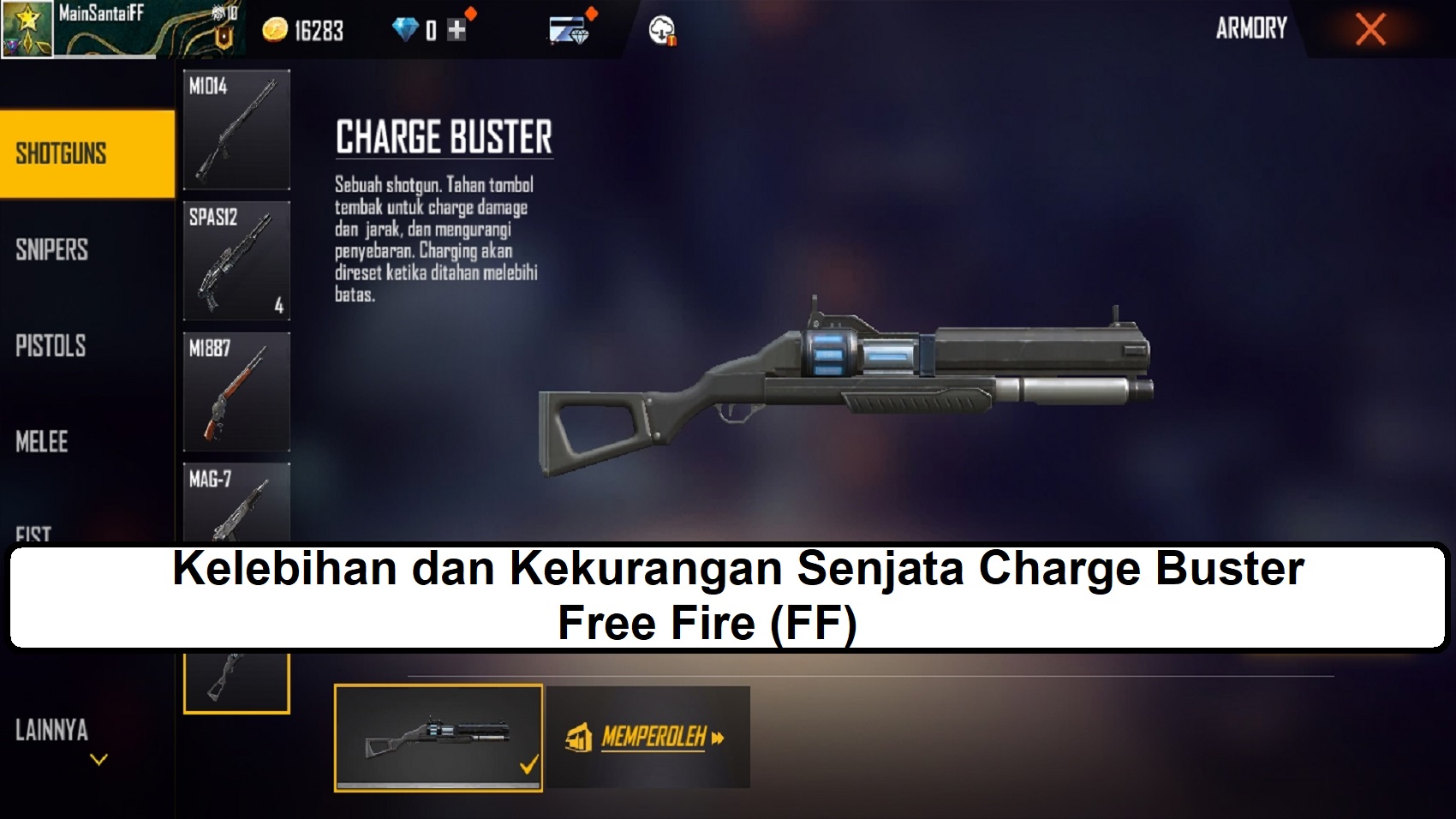 8 Kelebihan dan Kekurangan Senjata Charge Buster Free Fire (FF) – Esportsku