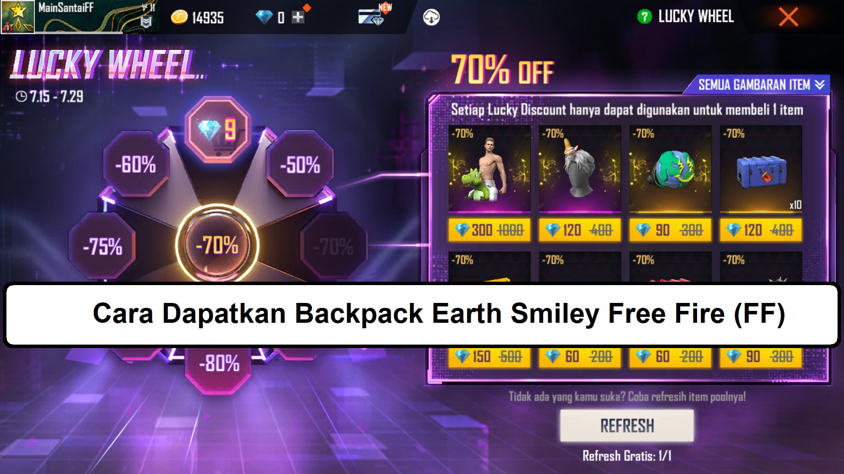 Cara Dapatkan Backpack Earth Smiley Free Fire (FF) – Esportsku