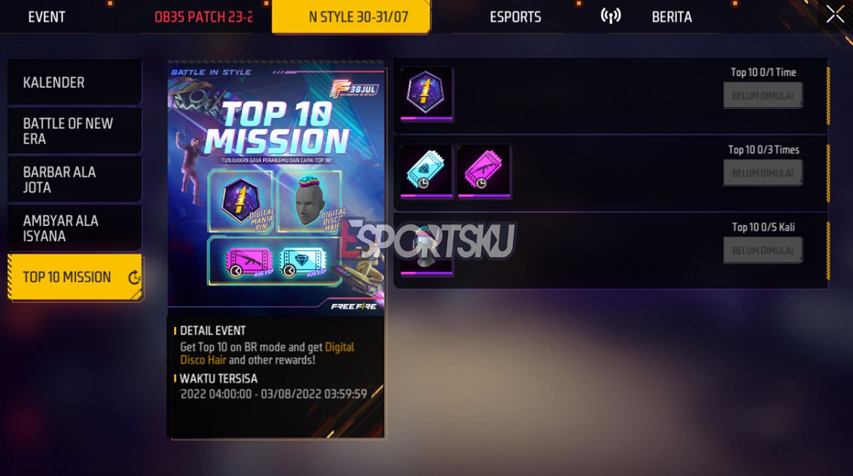 Cara Dapatkan Digital Mania Pin Free Fire (FF) – Esportsku