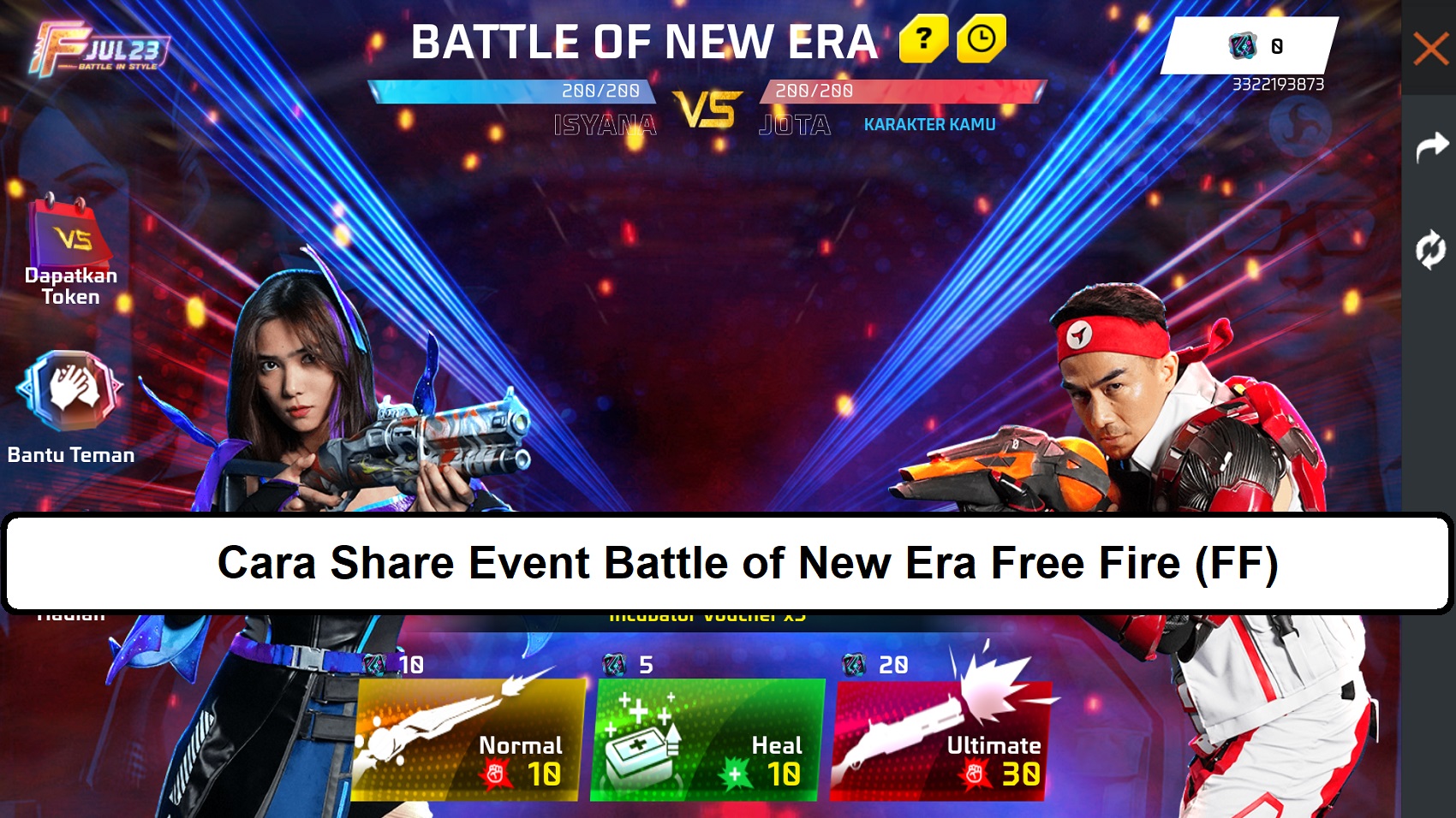 Cara Share Event Battle of New Era Free Fire (FF) – Esportsku