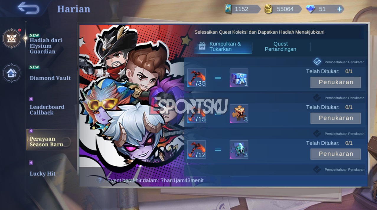 Hadiah Event Perayaan Season 25 Baru Mobile Legends (ML) – Esportsku